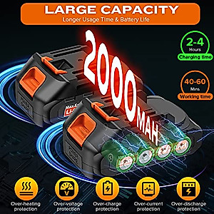 Mini Chainsaw Cordless 6 Inch/8 Inch Handheld Chainsaw- 24V Hand Saw Battery Powered, Pruning Saw for Tree Branches, Courtyard, Household, Garden, Wood Cutting Tree Trimming（2 Batteries+ 4 Chains）