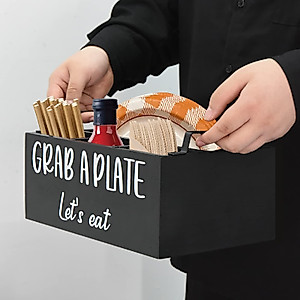 MEMOORIAL Kitchen Utensil Holder, Paper Plate Dispenser, Paper Plate Holder for Kitchen Counter, Disposable Dish and Cup Holder Utensil Caddy for Kitchen, Party, BBQ