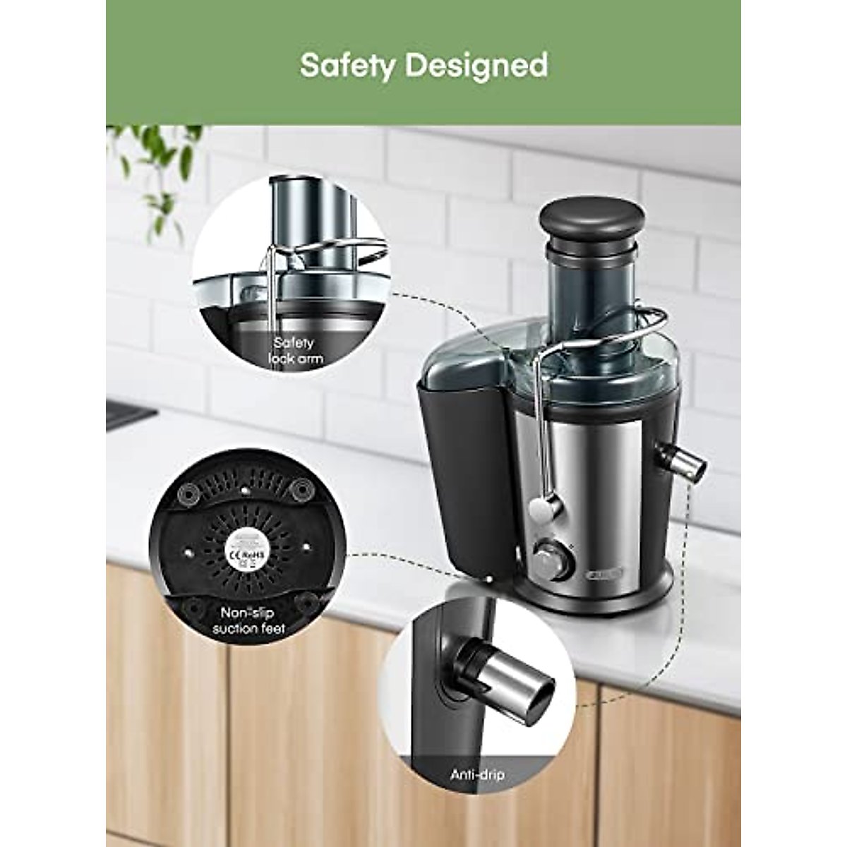Juicer Machines Vegetable and Fruit, 800W Powerful Juilist Centrifugal Juicer Machines Easy to Clean with Brush, Dual Speeds Juice Extractor Machine with Large 3'' Feed Chute & Anti-Drip