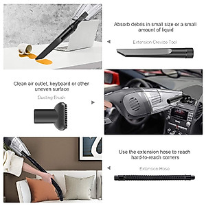 AUKUN Handheld Vacuum, Mini Vacuum 8KPA Suction Portable Vacuum Handheld Vacuum Cordless Wet/Dry Quick Charge Portable Vacuum Cleaner for Home and Car