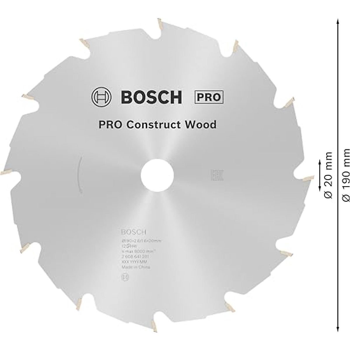 Bosch 2608641201 Circular Saw Blade "Top Precision" Cwwoh 7.48inx20mm 12T
