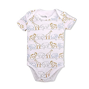 Maybe Baby Kids Infant Baby Layette Set Boys' and Girls' 5 Pack Cotton Baby Bodysuit, Wild Child Safari Animals, 0/3 Months