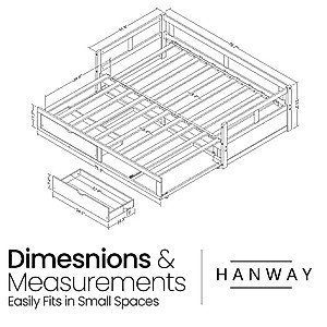 Hanway Twin Daybed with Two Drawers - White Solid Pine Wood Material - Extendable to King Size Bed Frame with Extra Storage Drawers – Elegant Furniture for Compact Rooms
