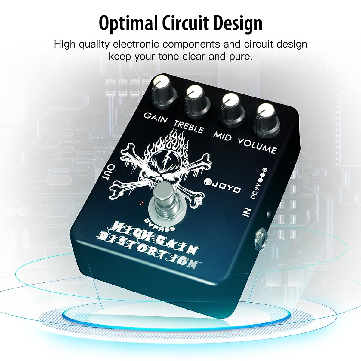 JOYO High Gain Distortion Pedal from AC/DC Crunch to Heavy Metal with Full Range EQ for Electric Guitar Effect - Bypass (JF-04)