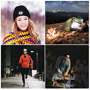 Beanie Hat with Light Unisex LED Beanie Hat with Light USB Rechargeable Running Hat Alpine Cap Gift for Men and Women Teens
