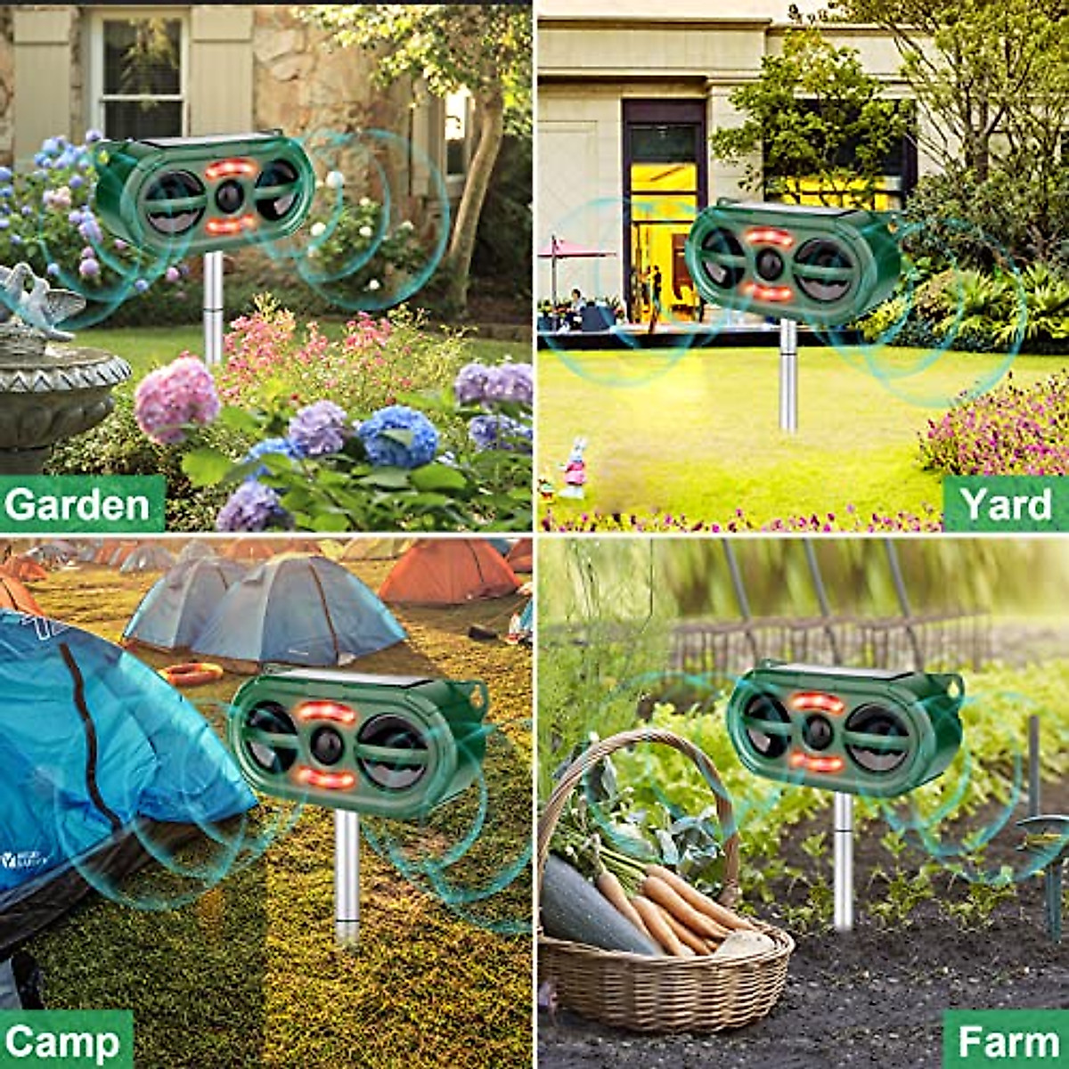 Ultrasonic Animal Repeller,Solar Powered Animal Repellent Outdoor Cat Repellent Dog Deterrent Waterproof Ultrasonic Bird Repellent with Motion Sensor