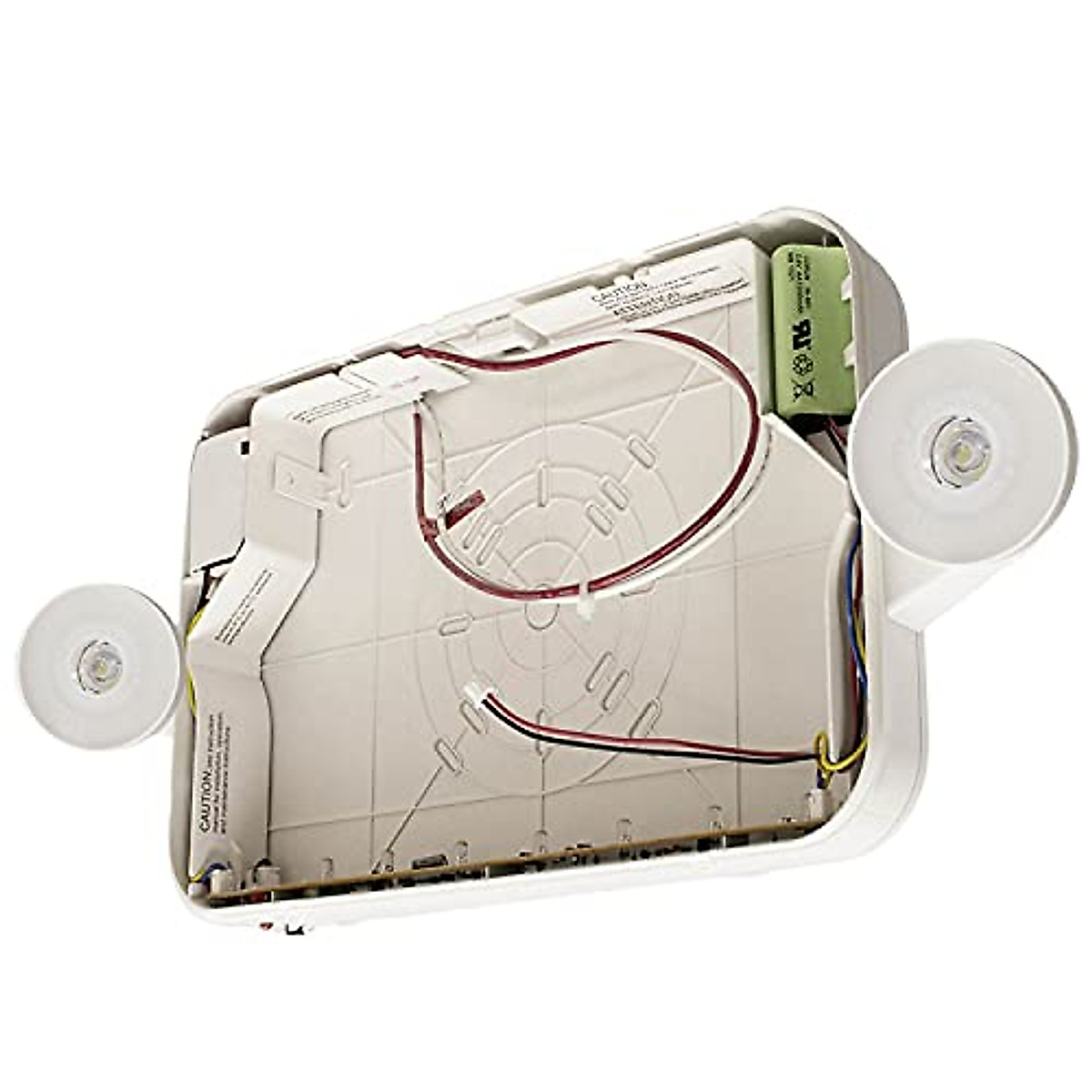 LFI Lights | Compact Combo Red Exit Sign with Emergency Lights | White Housing | All LED | Two Adjustable Round Heads | Hardwired with Battery Backup | UL Listed | (2 Pack) | COMBOJR-R