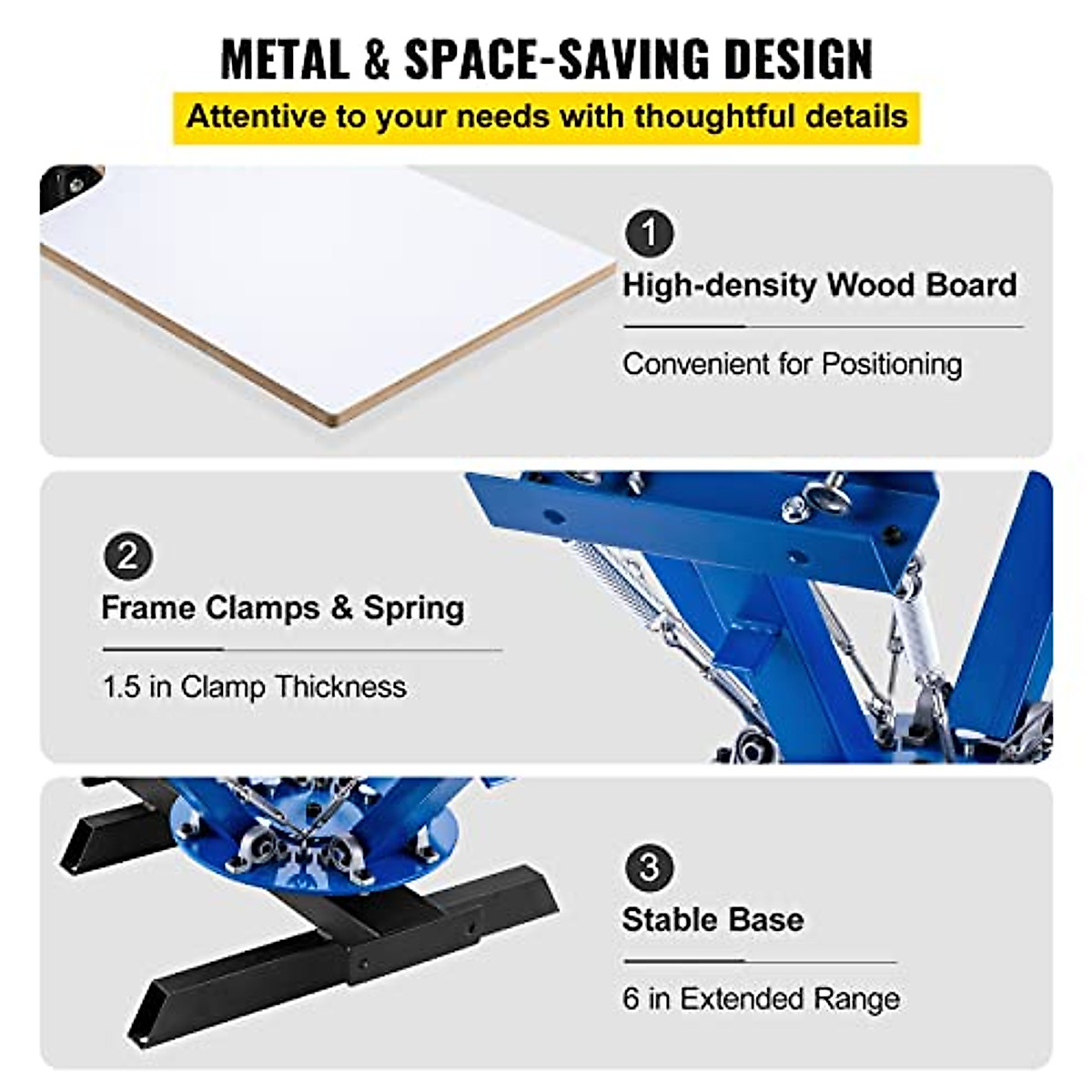 VEVOR Screen Printing Machine, 4 Color 1 Station Screen Printing Press, 21.7 x 17.7 inch Silk Screen Printing DIY T-Shirts Removable Pallet