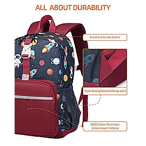 Bagseri Preschool Backpack, Kids Backpacks for Boys, Toddler School Backpack with Chest Strap BPA Free, 15 Inch (Astronaut, Dark Blue)