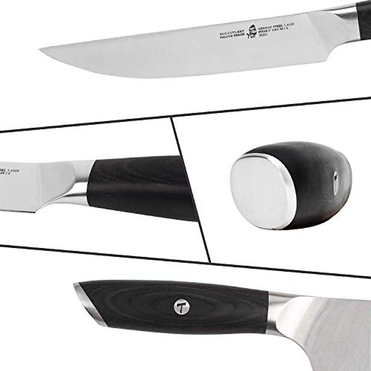 TUO Kitchen Steak Knife - 5 inch Straight Single Steak Knife - German HC Steel Dinner Table Knife - Full Tang Pakkwood Handle - Falcon Series with Gift Box