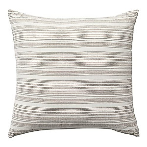 Nate Home by Nate Berkus Textured Cotton Linen Stripe Decorative Throw Pillow | Modern Decor, Cushion for Couch, Chairs, Bedroom from mDesign - Square Size 20" x 20", Natural/Truffle (Brown)