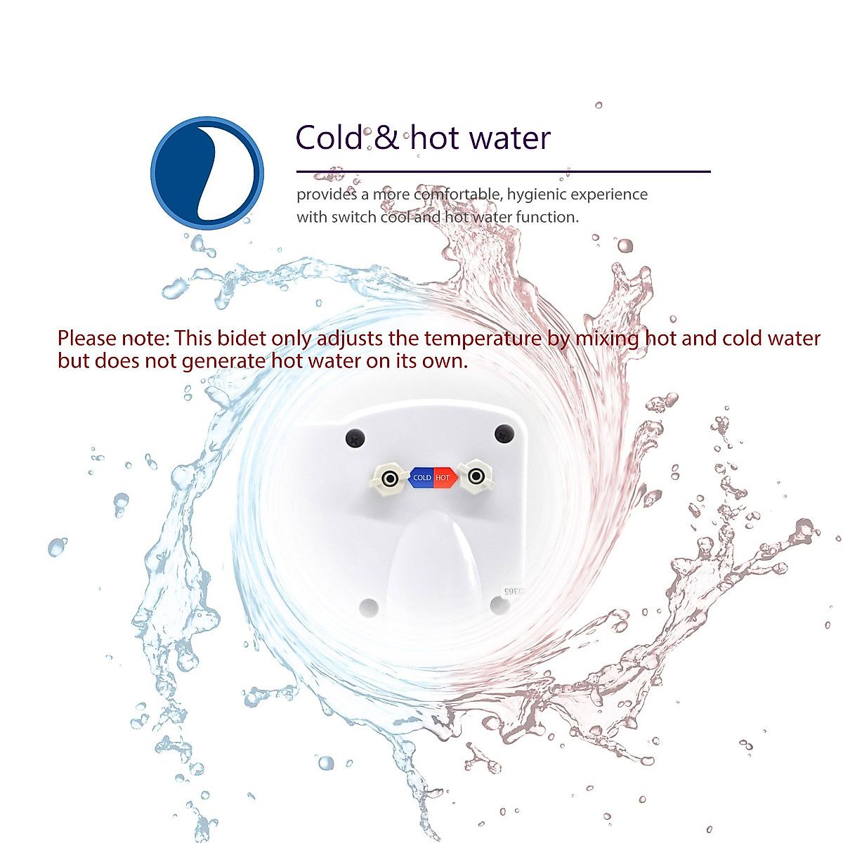 ABHQP - Dual Nozzle Hot and Cold Bidet- Self Cleaning Hot and Cold Water Bidet Non-Electric Mechanical Bidet Toilet Attachment - with Temperature (Silver)