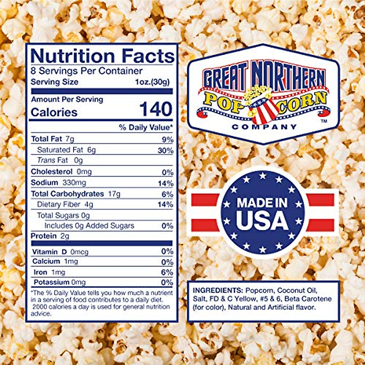 GREAT NORTHERN POPCORN COMPANY - Popcorn Packs, Pre-Measured, Movie Theater Style, All-in-One Kernel, Salt, Oil Packets for Popcorn Machines, 8 Ounce (Pack of 24)