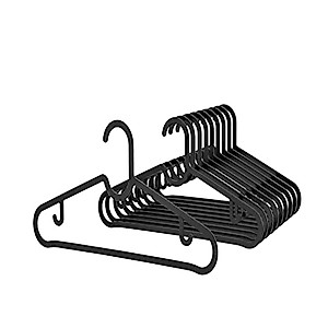 Plastic Spruttig Hanger, 15 Pieces, Elegant Black Color, Plastic, 15.25 x 7.25 inches, Durable Standard, for Clothes, Coat, Pants, Shirts, Dress,