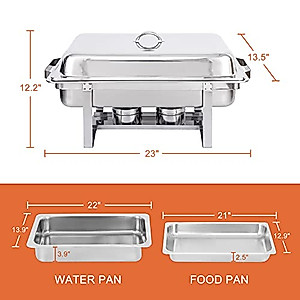 SUPER DEAL Stainless Steel Combo - 2 Round Chafing Dish + 2 Rectangular Chafers