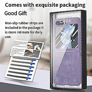 phone protective flip case Ultra Slim Case Compatible with Samsung Galaxy Z Flip 5 Case Built in Front Screen Protector, PU Leather Back Case Thin Case Minimalist Design Shockproof Full Body Protectiv
