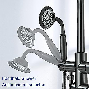 Freestanding Bathtub Faucet Floor Mount Tub Filler Matte Black Standing High Flow Shower Faucets with Handheld Shower Mixer Taps Swivel Spout