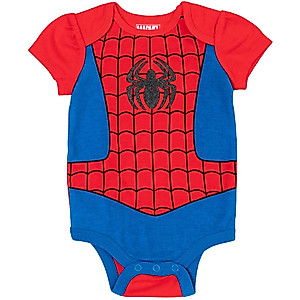 Marvel Avengers Spider-Man Captain America Captain Newborn Baby Girls Bodysuit and Headband Captain Marvel, Captain America, Spider-Girl 0-3 Months