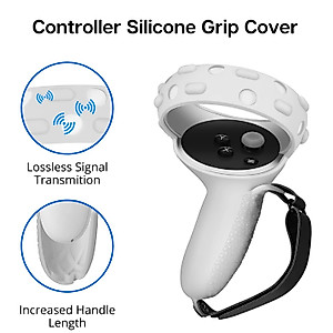 TNP Silicone Cover Set for Oculus Quest 2 Meta Quest 2 Controller Protector White 3 in 1 Silicone VR Face Cover, Protective Lens Cover, VR Headset Skin Shell Accessories for Oculus Quest 2