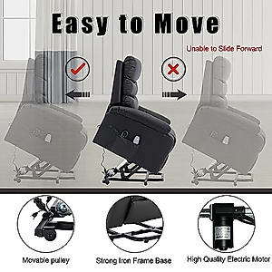 resiova Electric Power Lift Recliner Massage Chair for Living Room,Home Theater Seating with Heat and Adjustable Single Sofa for Back,Lumbar,Legs w/2 Positions,Black