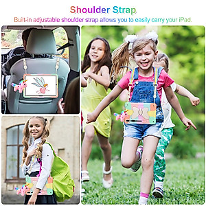 for Galaxy Tab S8 Plus Case for Galaxy Tab S7 FE Case with Screen Protector Butterfly Stand Strap Dolls Pencil Holder Hard Cover Kids Girls for Galaxy Tab S8+ 2022/S7 FE 2021/S7+2020 12.4''-Pink