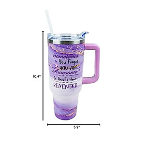 PERRIFIC 40 oz Tumbler with Handle and Straw Lid Leak Proof | You're Awesome Inspirational Mother's Day Birthday Gifts for Women Men Coworker Friends | Stainless Steel Cup Dishwasher Safe