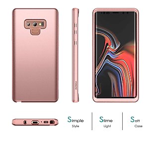 SURITCH Case for Samsung Galaxy Note 9,【Built in Screen Protector】【Support Wireless Charging】 Soft TPU Back Cover+PC Bumper Full Body Protective Case Shockproof for Note 9 Case 6.4"(Rose Gold)