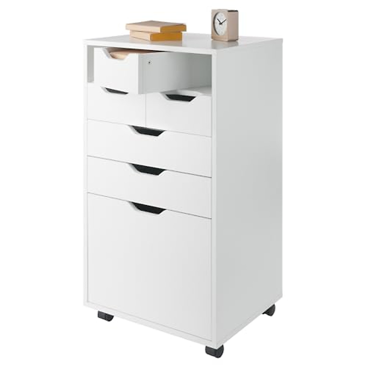 Winsome Halifax Bins & Drawers Multi-Storage Tall Mobile Cabinet, White