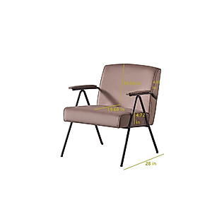 Epinki Cloth Leisure, Black Metal Frame Recliner Chair, for Living Room and Bedroom, Brown Furniture