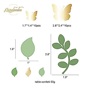 NICROLANDEE 12PCS Green Pink Blooms Tissue Pom Poms Paper Lantern 3D Gold Confetti 50G for Garden Birthday, Fairy Party, Butterfly Baby Shower, Wedding, Holiday, Easte Party, Spring Decor