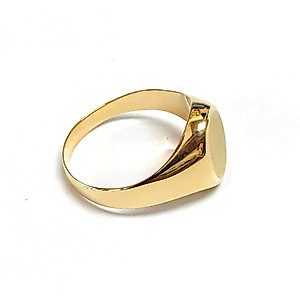 14k Yellow Gold Oval Disc Signet Womens Ring, 7