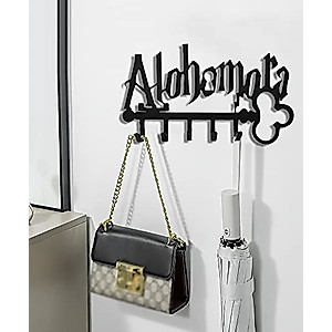 Toaazhy Key Hooks for Wall Decoration,Alohomora Magic Theme,Wall Mounted Hooks Metal Key Holder for Entryway Key Cabinet,Kids Room Decor,Men,Hallway,Dog Leash,Garage,Matte Black,Halloween