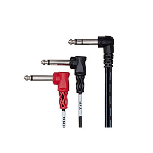 HOSA STP-201RR Right Angle 1/4" TRS to Dual Right Angle 1/4" TS Insert Cable,1 Meter Black & YPP-136 1/4" TRSF to Dual 1/4" TS Stereo Breakout Cable