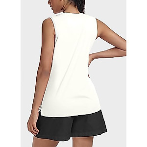 Hiverlay Women's Workout Athletic Running Tank Tops Loose Fit Exercise Sports Gym Muscle Shirts White m