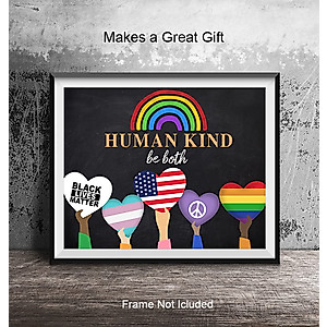 Hate Has No Home Here Flag Sign - African American Wall Art Home Decor - Black Lives Matter, LGBTQ Civil Rights Poster Home Room Decor - Gift for Queer, Gay, Bi, Lesbian, Latino, Liberal Democrats