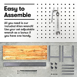 Fedmax Work Bench - 61" Rolling Portable Workbench for Garage - Metal with Acacia Hardwood Top, Adjustable Legs