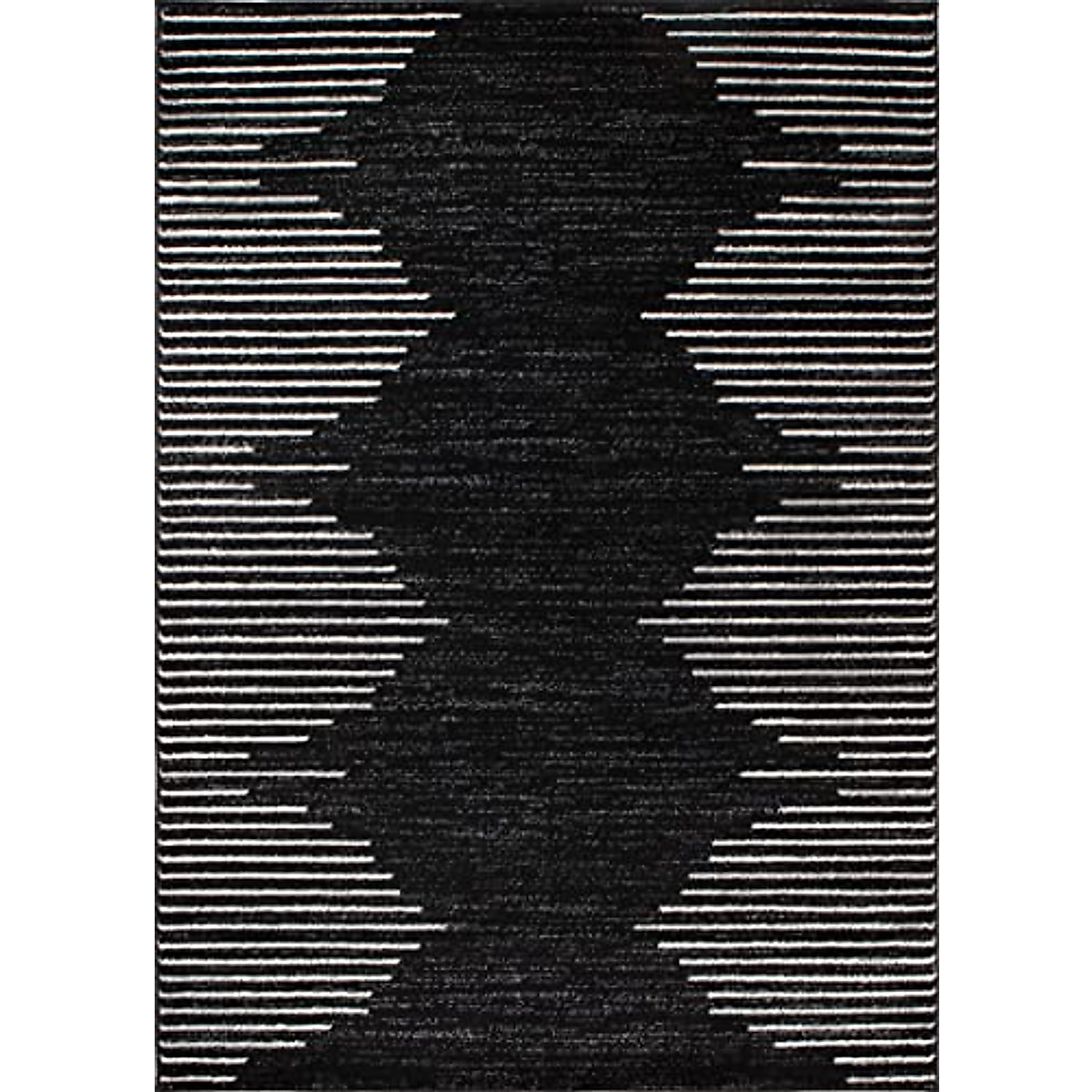 Rugshop Bohemian Stripe Stain Resistant High Traffic Living Room Kitchen Bedroom Dining Home Office Area Rug 5'x7' Black