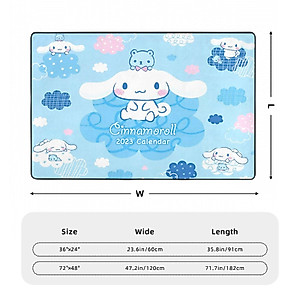 Cartoon C-innamoroll Carpet，Kawaii Cute Dog Fashionable 3D Printing Area Rug Rugs for Living Room Bedroom Balcony 36"x24"