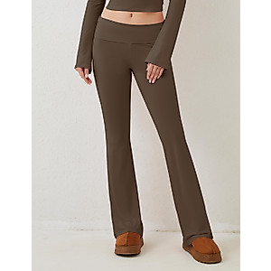 Meladyan Women’s Flare Yoga Pants Casual Basic Bootcut Flare Leggings Buttery Soft Waisted Workout Lounge Bell Bottom Brown