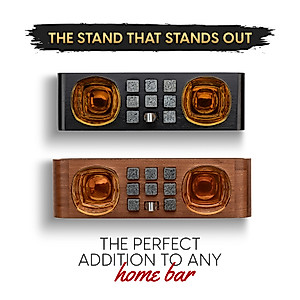 ROCKSLY Whiskey Stones Gift Set with Stand | Handcrafted Whiskey Glass Set Granit Whiskey Rocks for Perfect Drink | Whiskey Gift Set & Whiskey Kit | Best Whisky Stones Glass Set for Men dad (Mahogany)