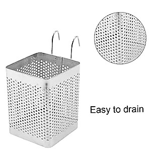Eioflia Cutlery Draining Basket Stainless Steel Chopstick Sink Holder Spoon Storage Case Drain Chopstick Holder Sink Caddy Holder