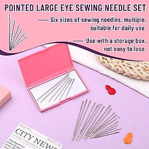 FOUSNOW Magnetic Needle Storage Case, Slim Line Magnetic Needle Organizer, Needle Pin Holder Case, with 40 Pcs Large Eye Sewing Needles, Suitable for Hand Sewing Art Crafts