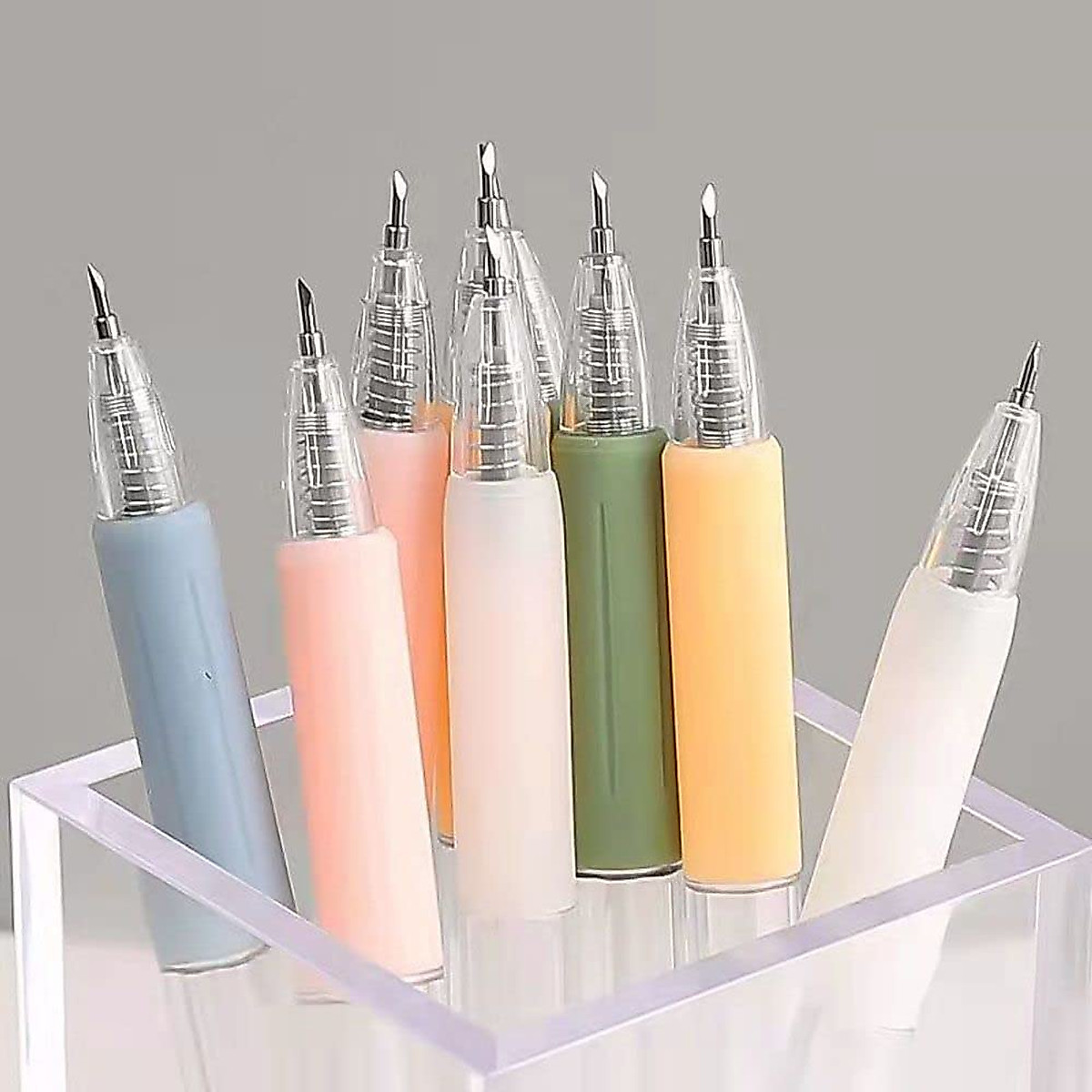 Paper Pen Cutter Craft Cutting Tool Push-Type Pen Knife Art Paper Cutting Carving Tools for Hobby Scrapbooking Stencil(grey)