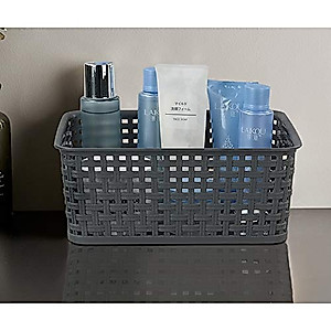 Xowine 6-Pack Plastic Storage Basket, 10" x 7.5" x 4.05", Gray
