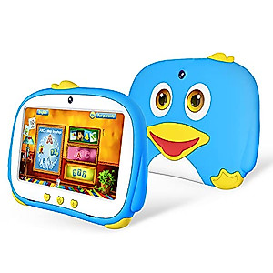 EGOTEK Penguin Android Kids Tablet, 7inch Quad Core Tablet for Kids with WiFi, Android 10 OS, Preinstalled iWawa App, 3000Mah Long Time Battery(4~5H), 2GB+32GB, 1024x600 IPS Panel. (Blue)
