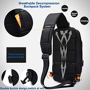 OZUKO Anti Theft Sling Bag Shoulder Crossbody Backpack, Waterproof Large Mens Sling Backpack Travel Hiking Chest Bag Daypack (Navy Blue)