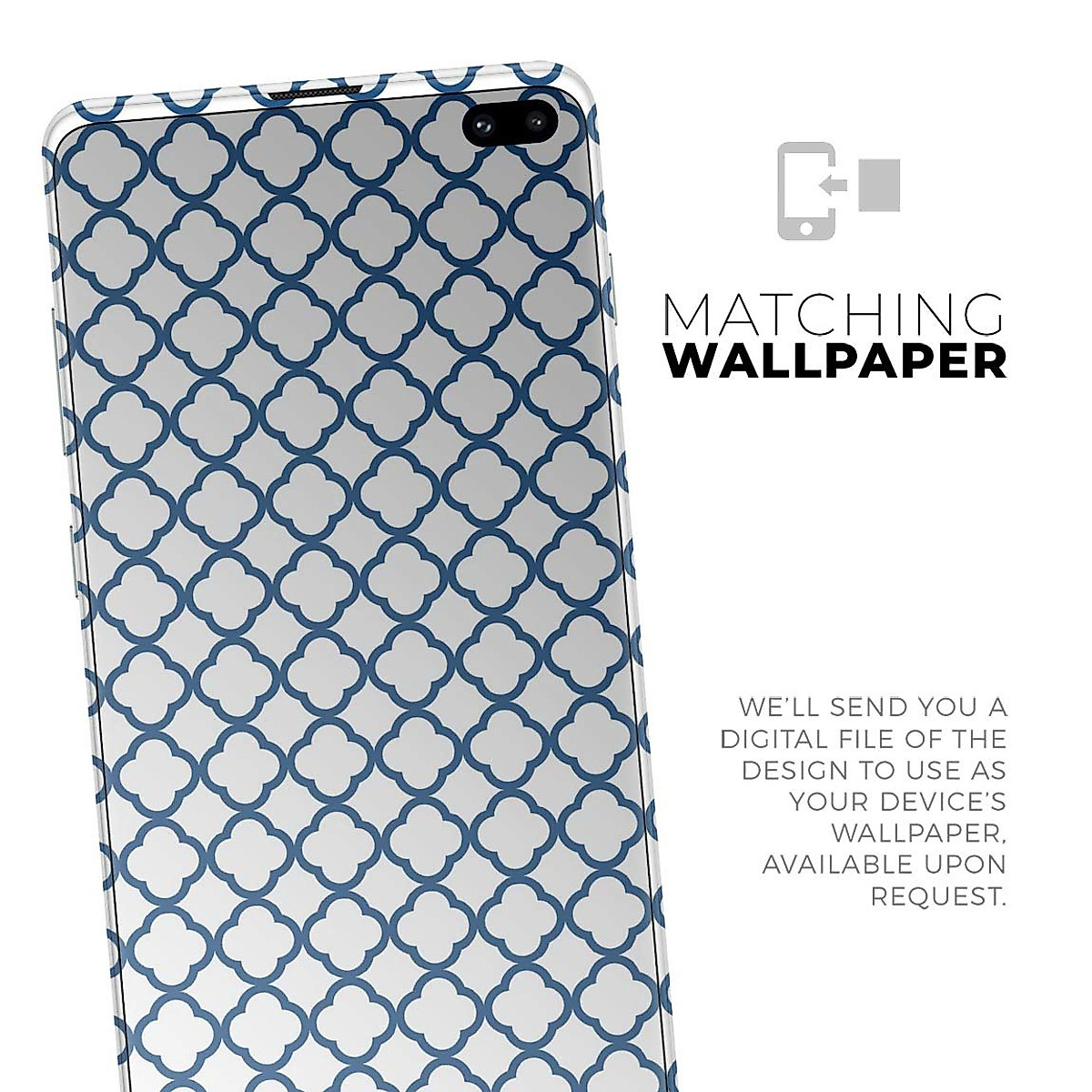 DesignSkinz Navy & White Seamless Morocan Pattern V2 Protective Vinyl Decal Wrap Skin Cover Compatible with The Samsung Galaxy S20 (Screen Trim & Back Glass Skin)