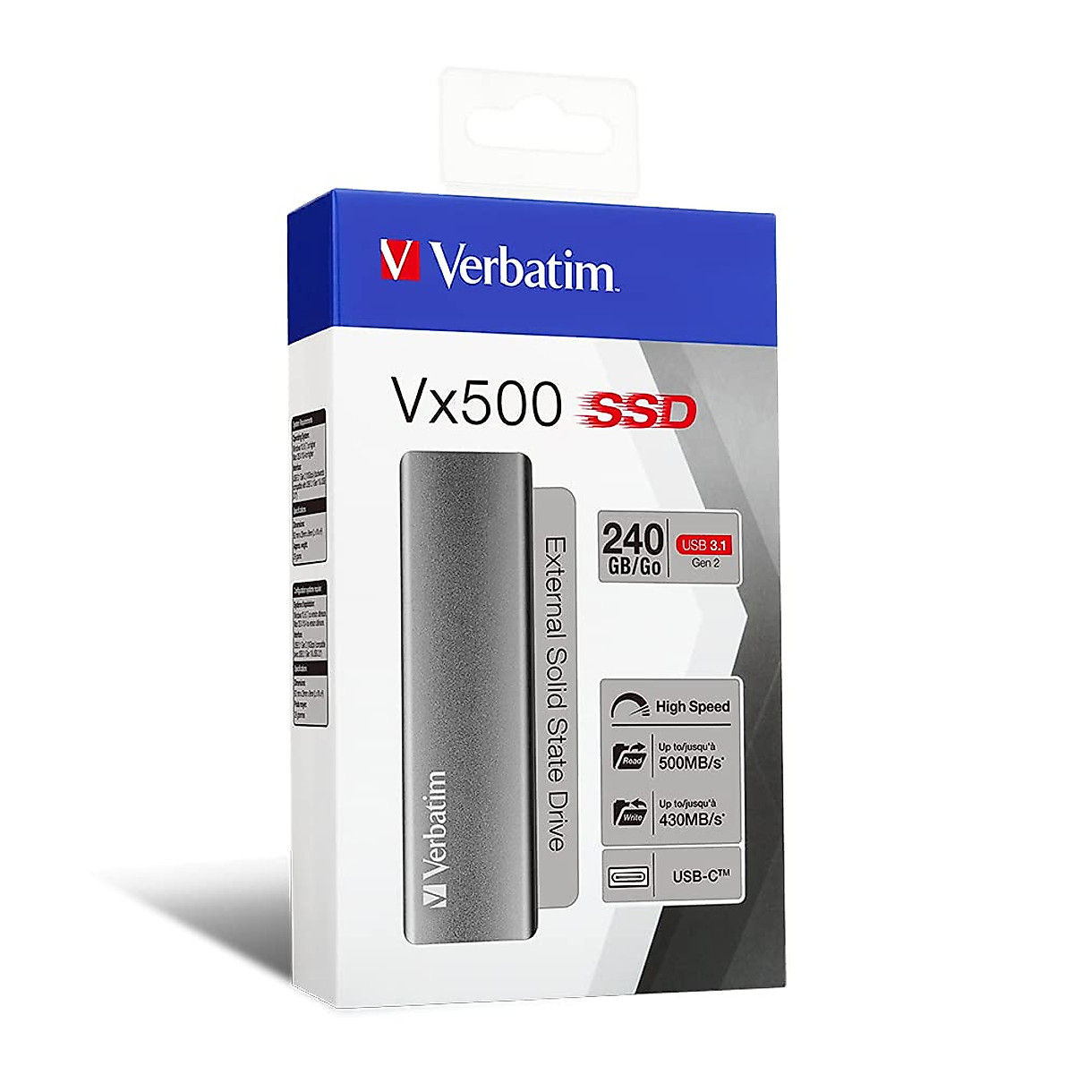 Verbatim 240GB Vx500 External SSD, USB 3.1 Gen 2 - Graphite