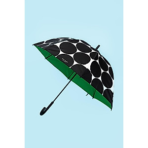 kate spade new york Bubble Umbrella, Cute Black Umbrella for Adults, Umbrella for Rain Large Size, Joy Dot