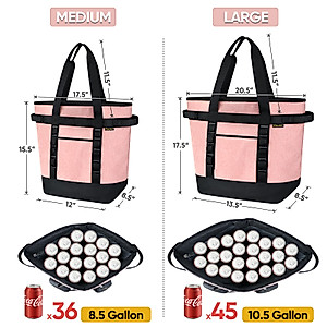 BALEINE Large 45-Can Cooler Bags Insulated, PEVA Soft Cooler Tote Bag, Insulated Grocery Bags with Zippered Top (10.5 Gallon, Grey)